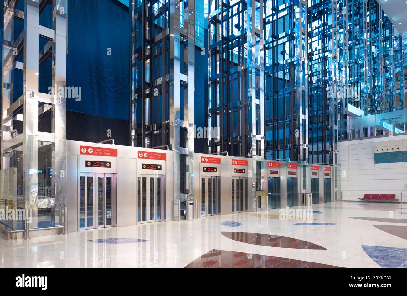 Main International Dubai Airport, Emirates airline terminal with planes ...