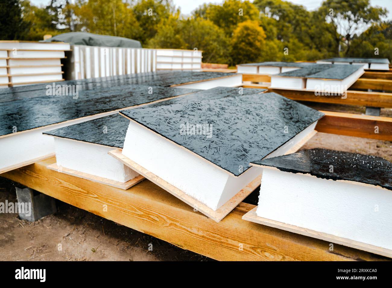 Building construction of wooden frame house made of SIP structural ...