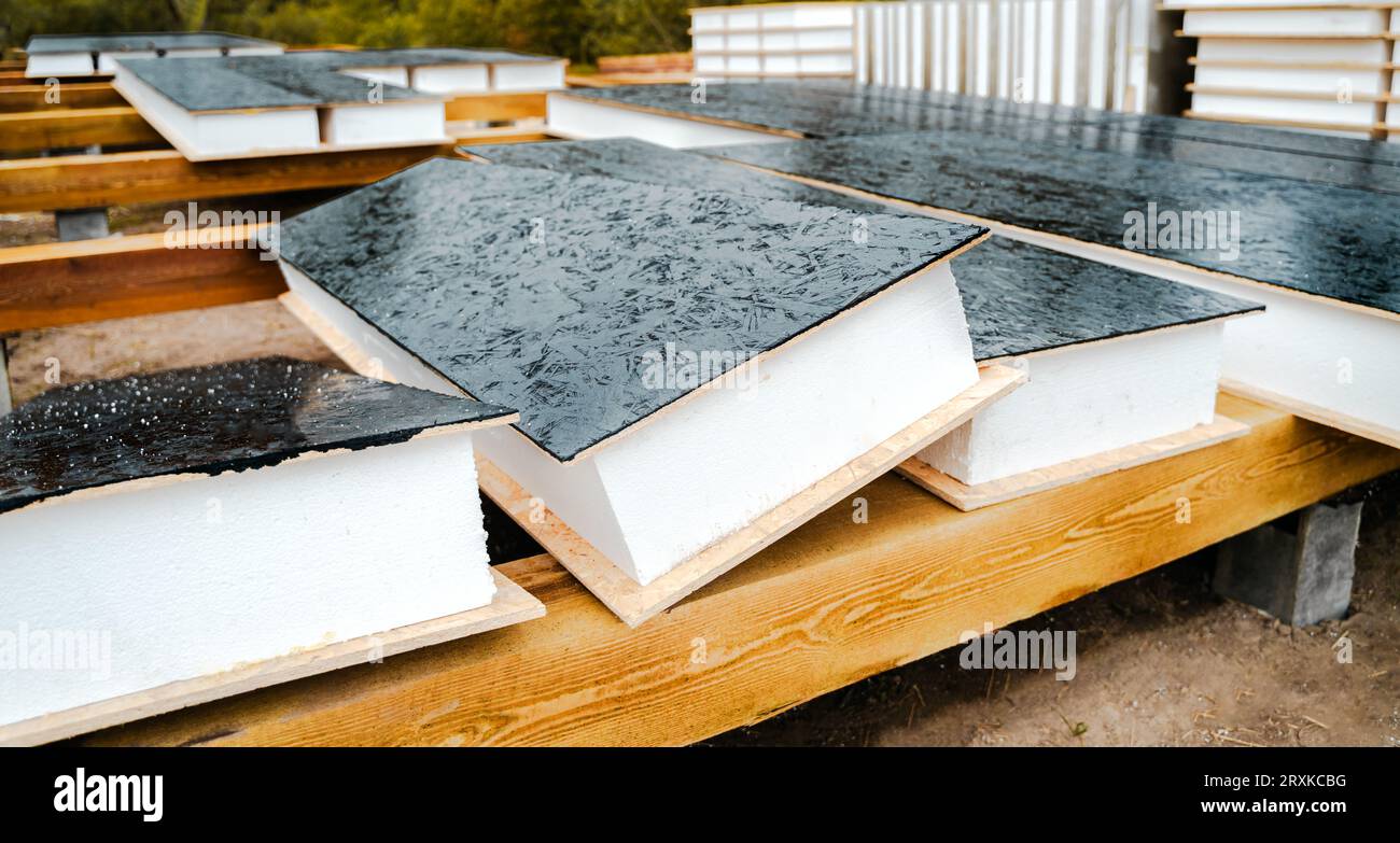 Building construction of wooden frame house made of SIP structural ...