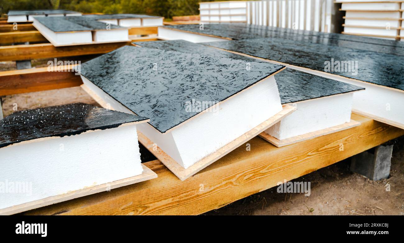 Building construction of wooden frame house made of SIP structural ...