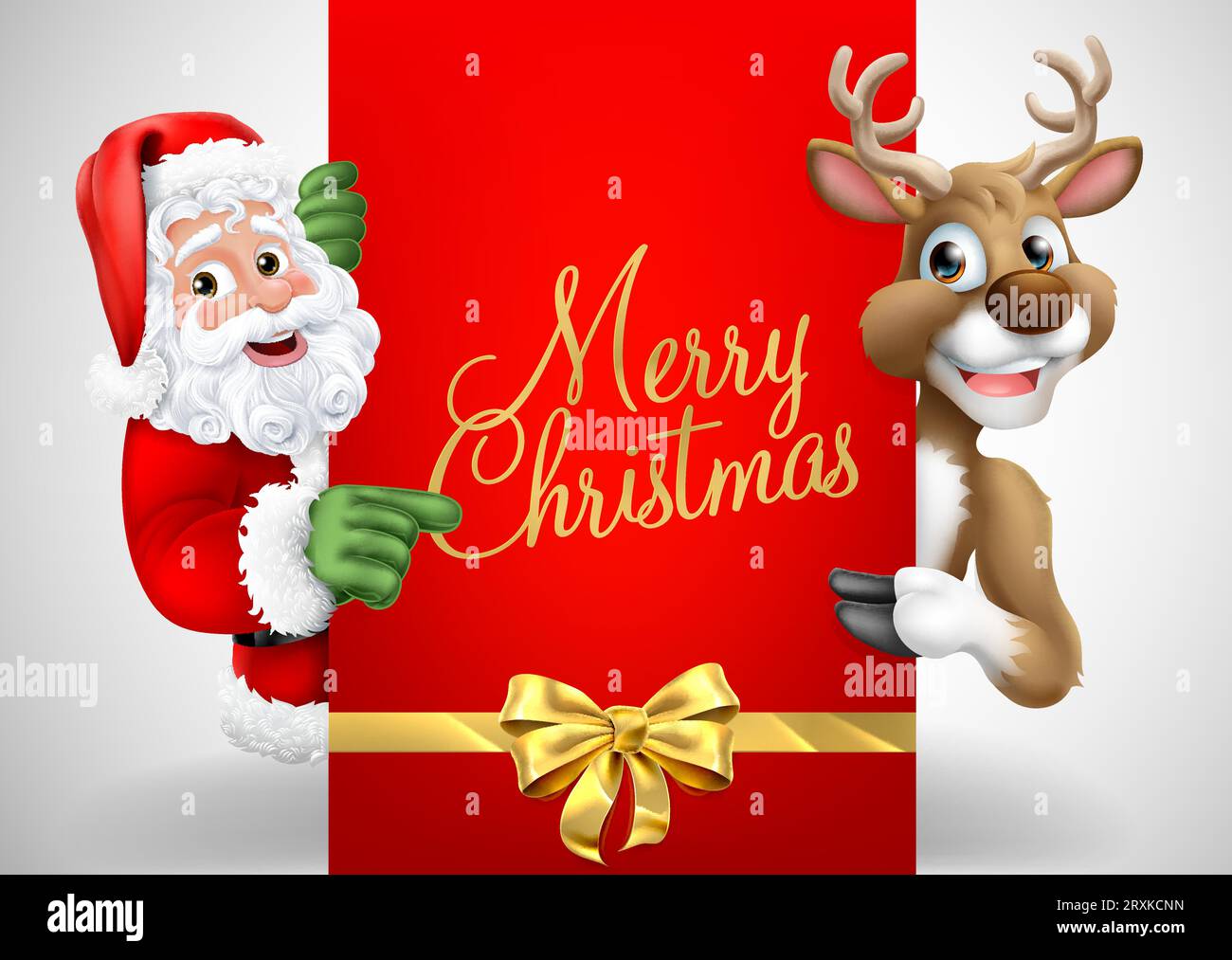 Santa Claus Father Christmas And Reindeer Sign Stock Vector Image & Art ...