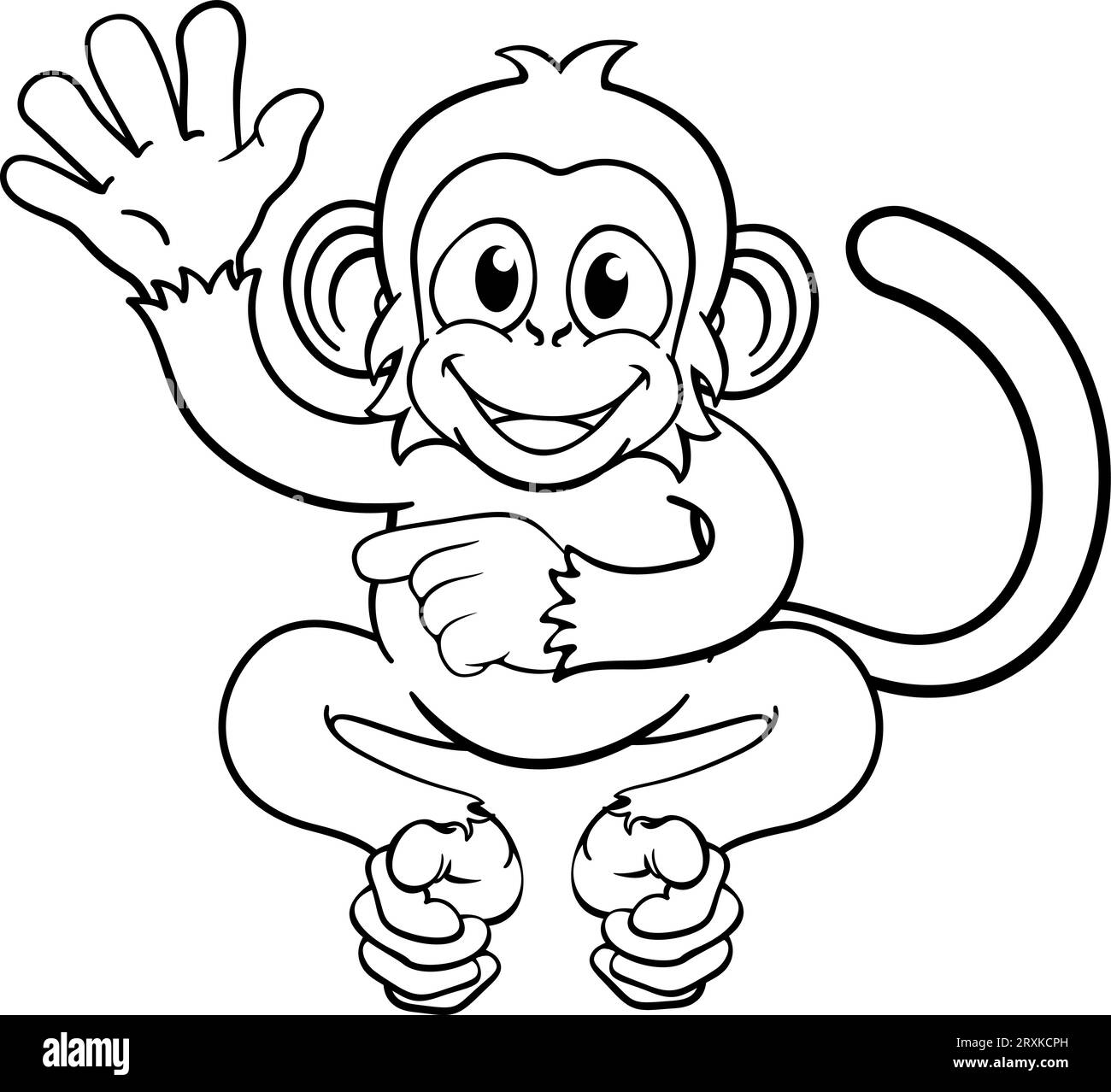 Monkey cartoon animal pointing Black and White Stock Photos & Images ...