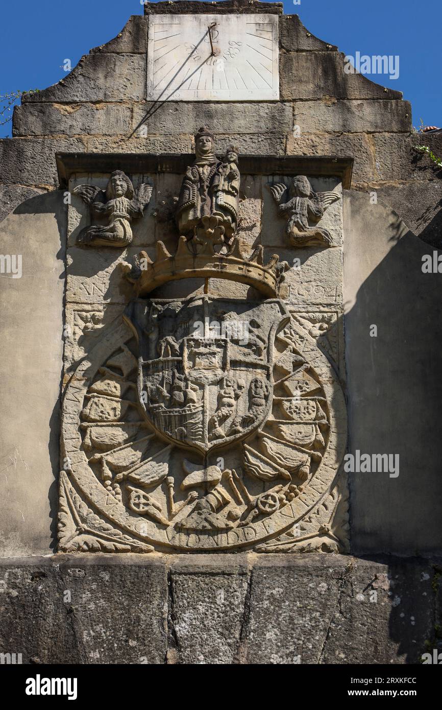 Hondarribia, Gipuzkoa, Spain- August 14, 2023: Coat of arms with the ...