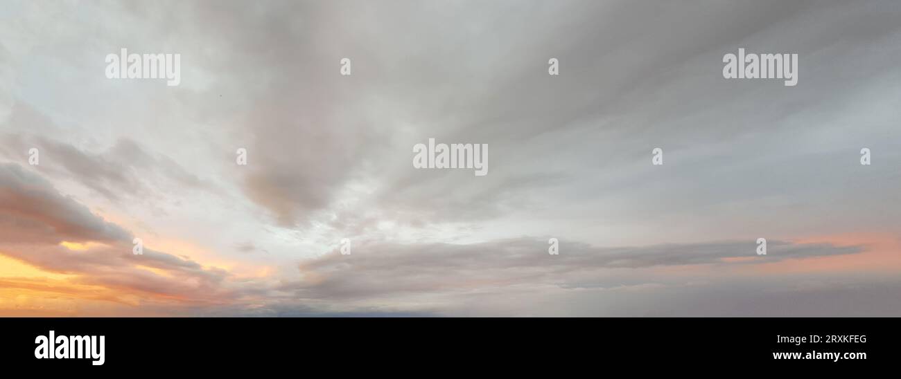 Panoramic pastel color sunset sky background. Sky with cloud, beautiful ...