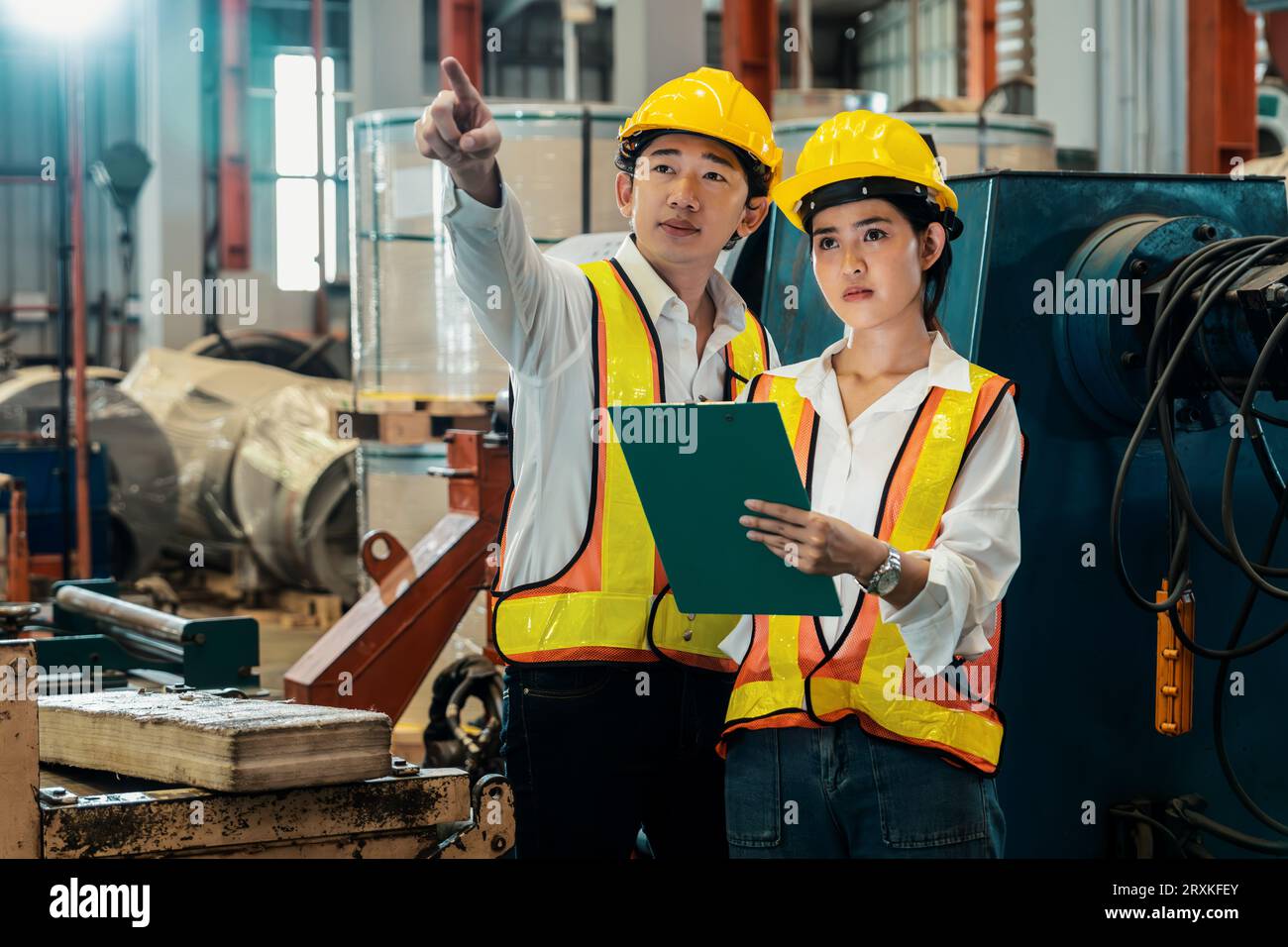 Professional quality control inspector conduct safety inspection on ...