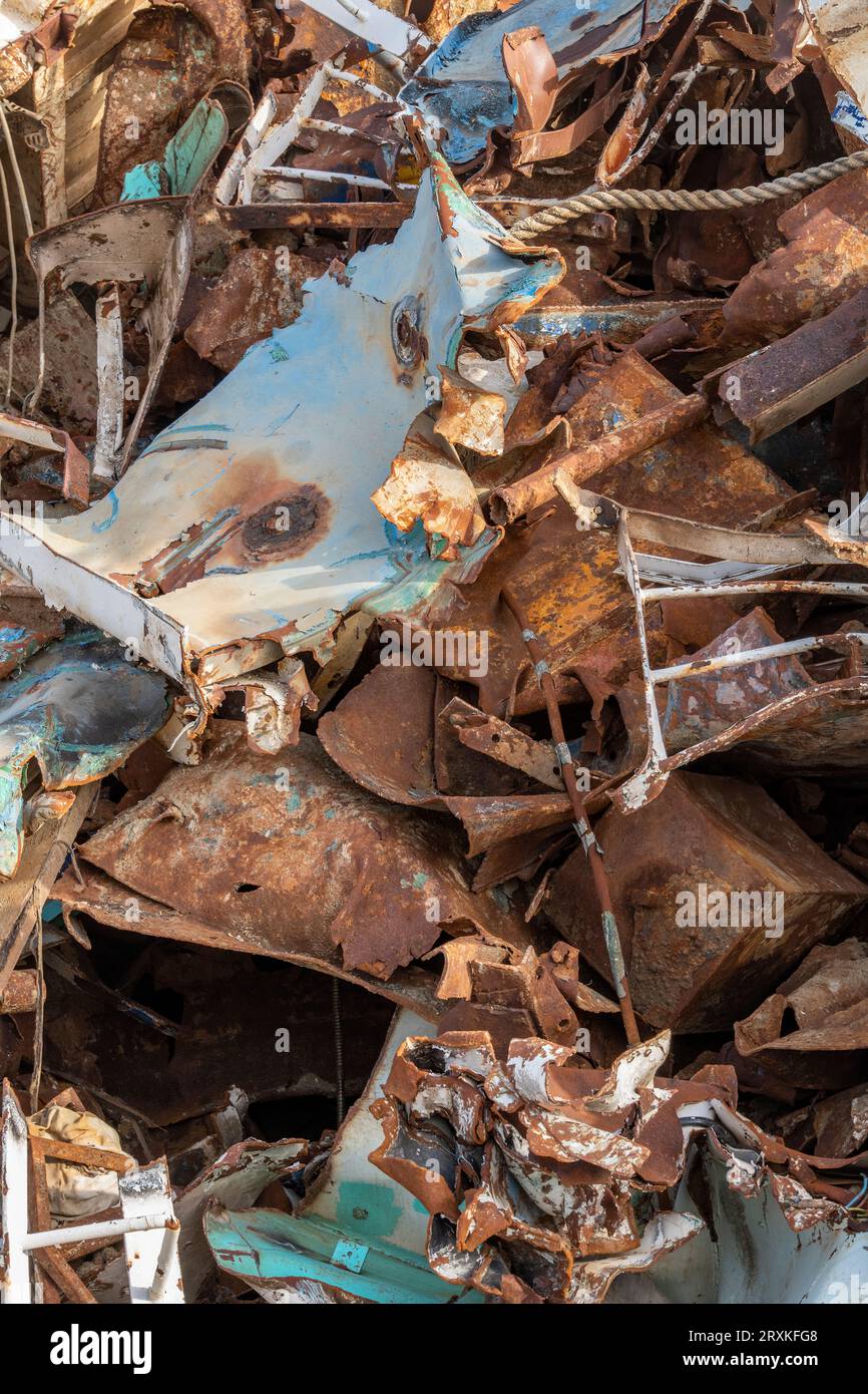 close-up abstract of recycling metal, scrap metal abstract, scrap metal processing plant Stock ...