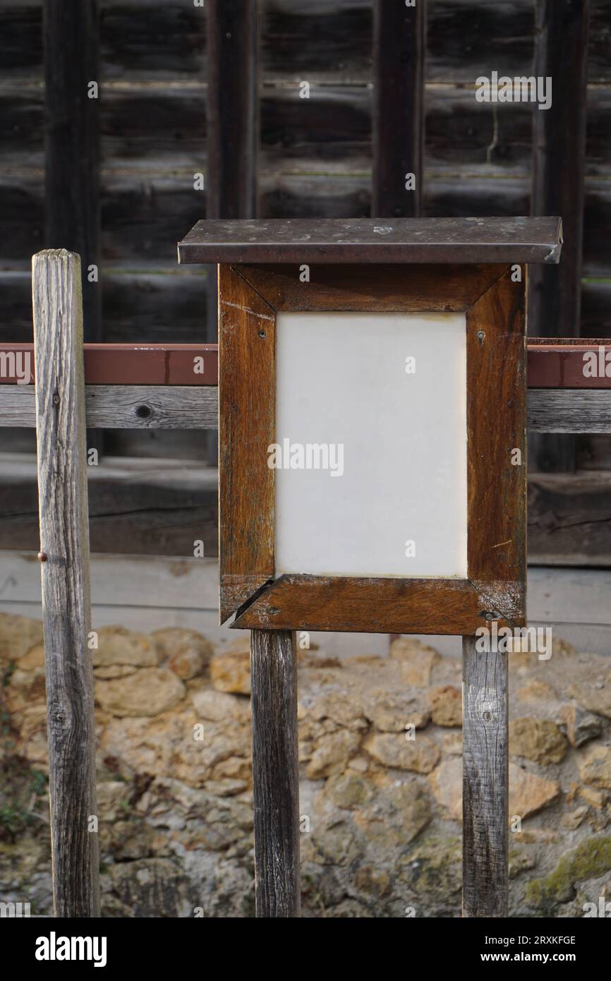 Empty, old weathered wooden sign Stock Photo - Alamy