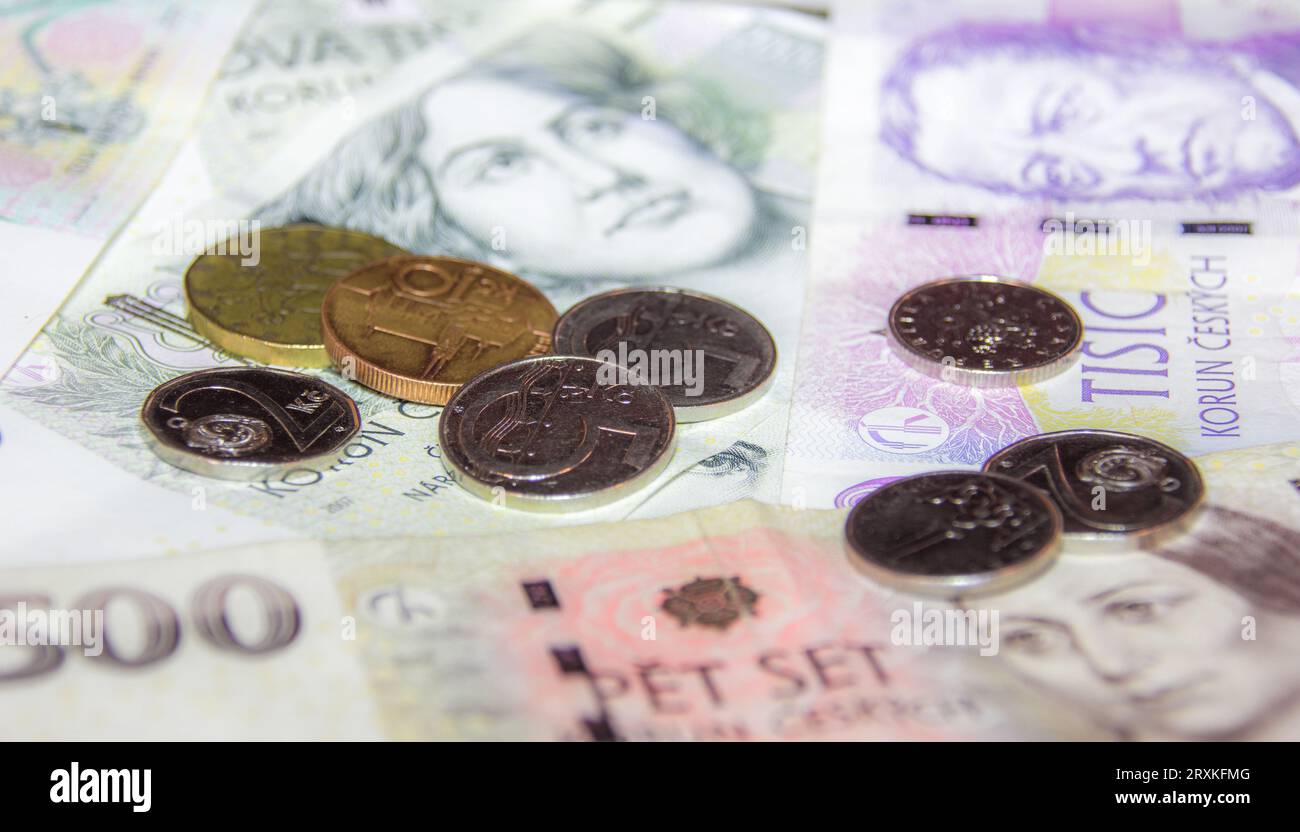 Czech cash money close-up background. Czech Crown. Ceska koruna Stock ...