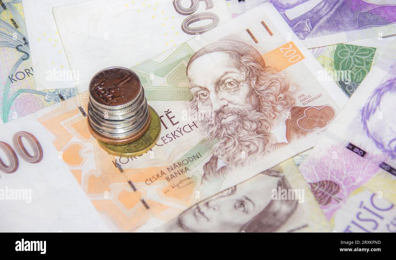 Czech notes close up hi-res stock photography and images - Alamy