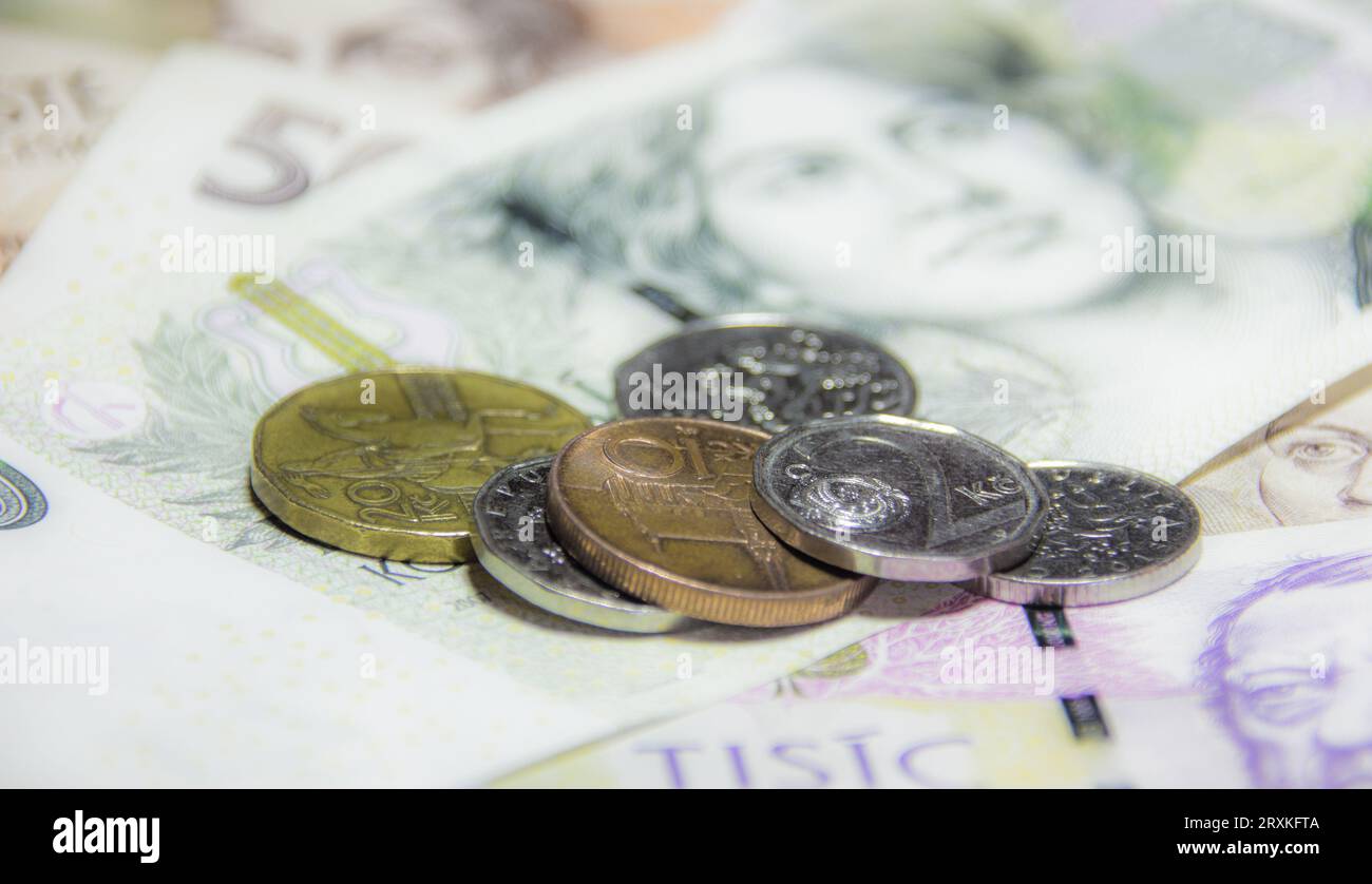 Czech cash money close-up background. Czech Crown. Ceska koruna Stock ...