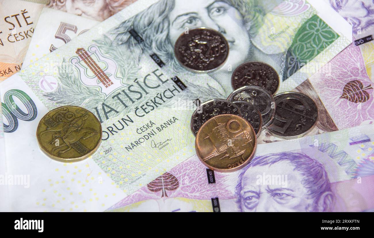 Czech notes close up hi-res stock photography and images - Alamy