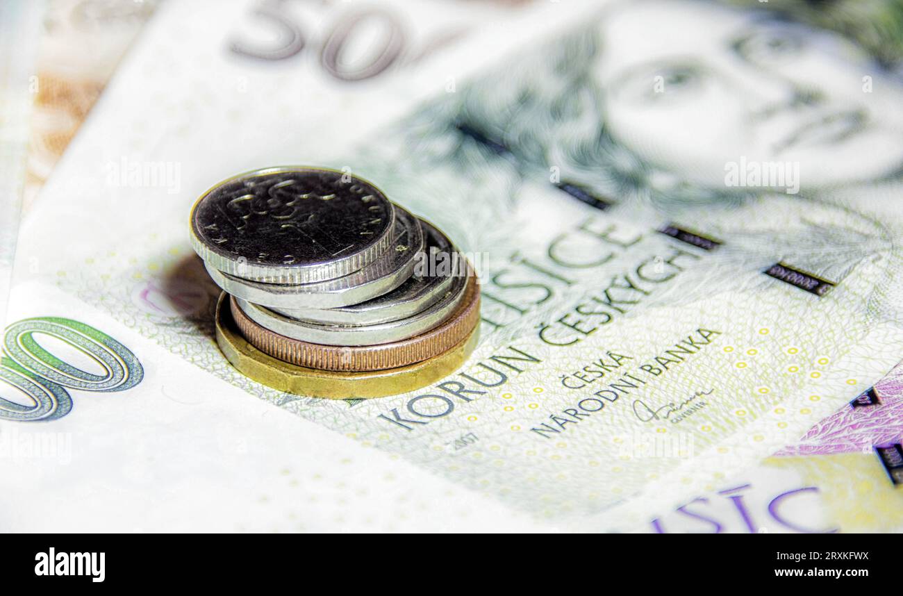 Czech cash money close-up background. Czech Crown. Ceska koruna Stock ...