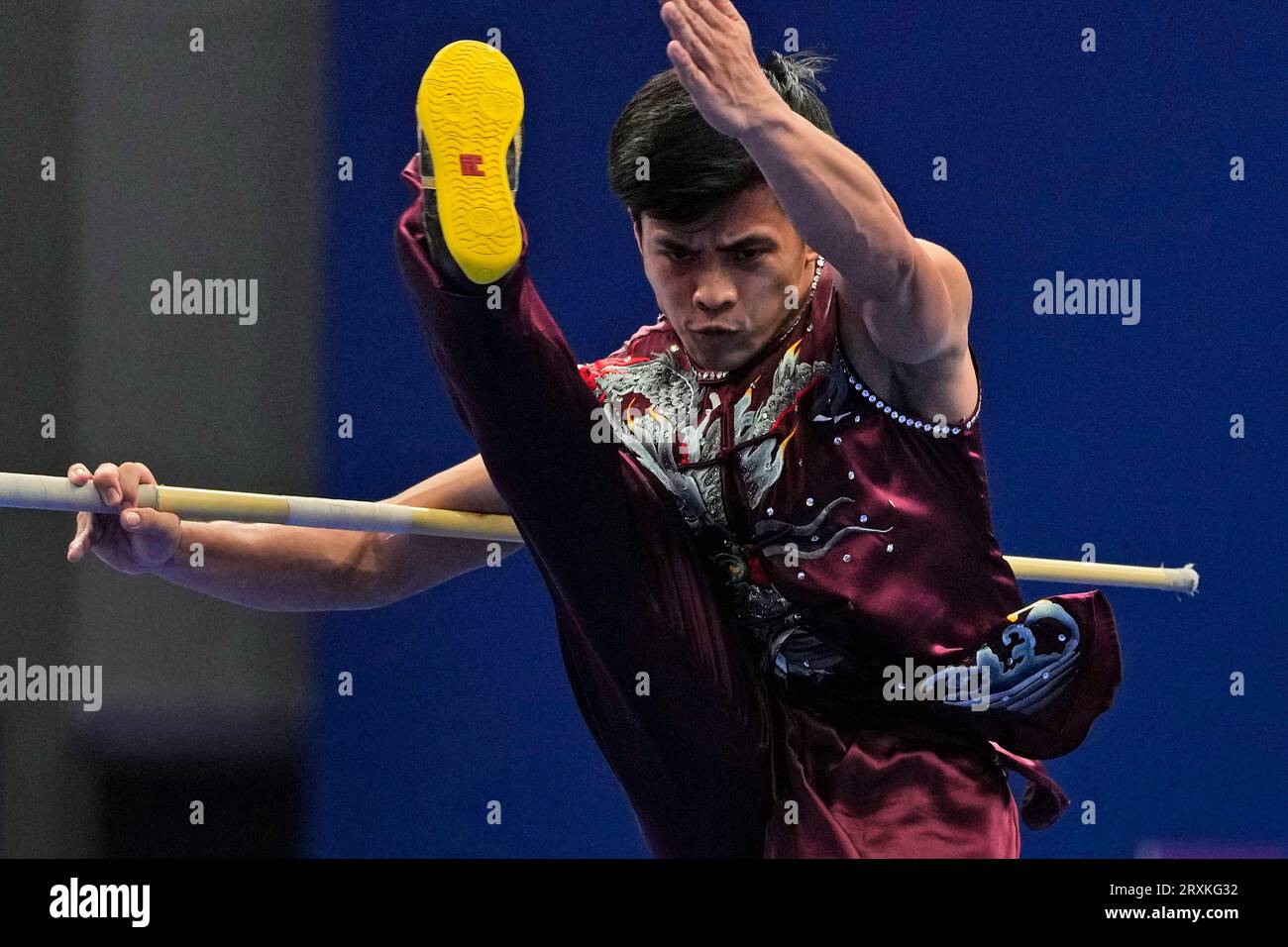 Philippines' Thornton Quieney Lou performs at the Wushu Men's Nangun ...