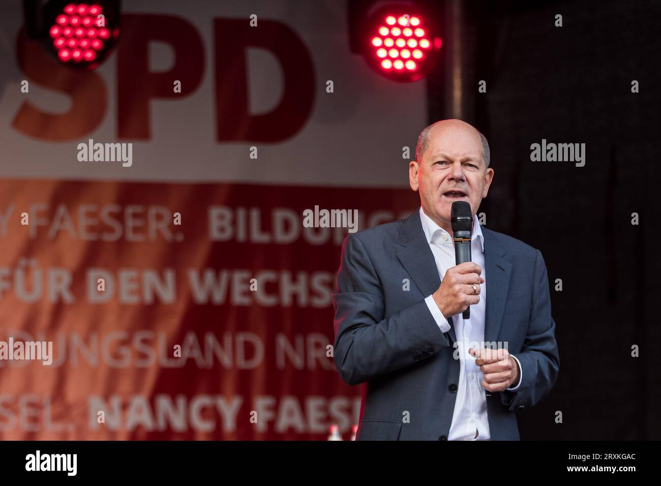 SPD-Wahlkampfveranstaltung mit Bundeskanzler Olaf Scholz zur Landtagswahl 2023 in Hessen, 23 ...