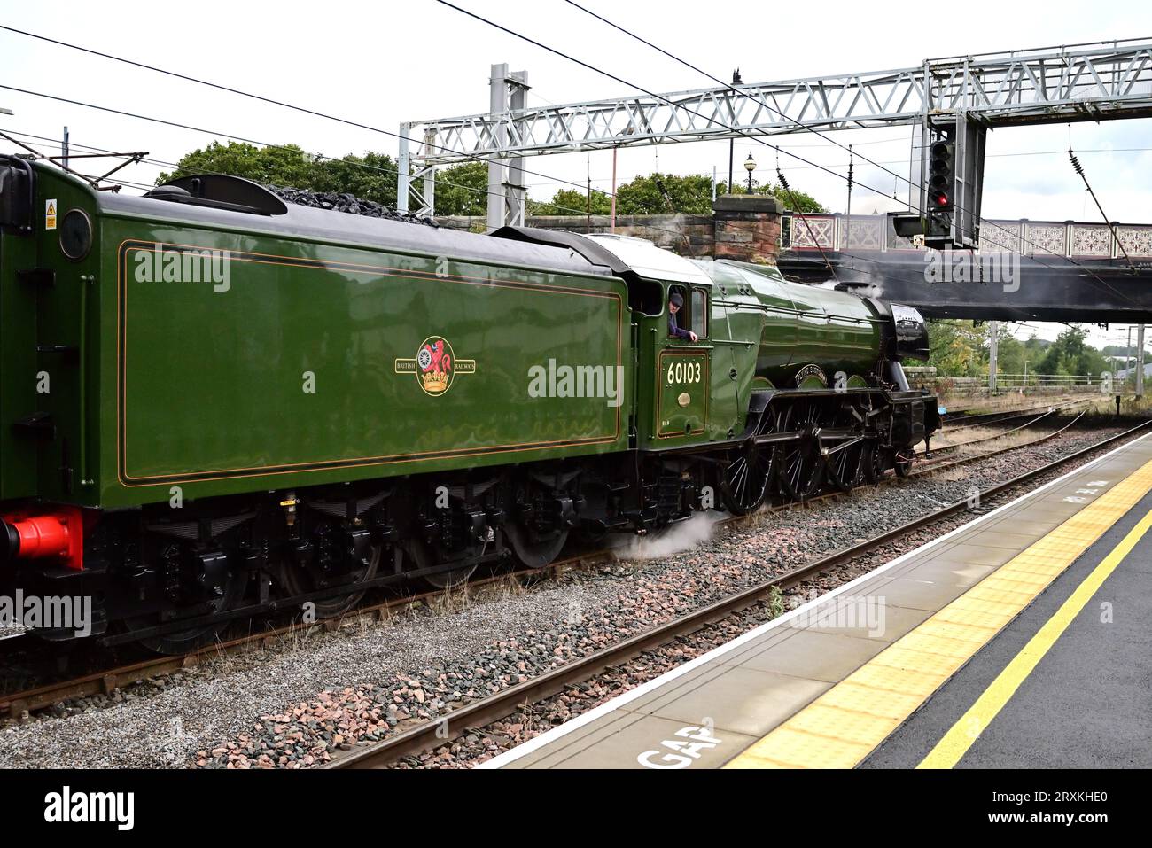 Celebrity Class A3 steam locomotive No 60103 Flying Scotsman waiting at ...