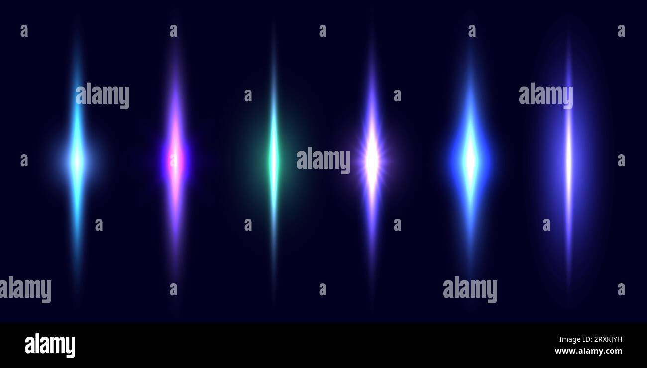 Neon divider line set. Glowing vertical stripes collection. Fluorescent ...