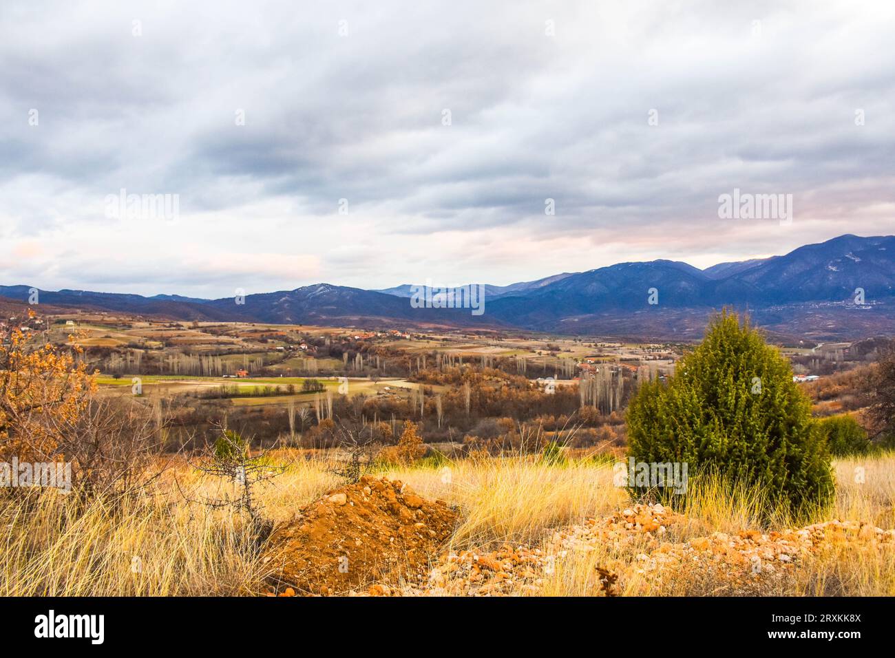 Landscape and fields in autumn, Vinicka Krsla, Vinica Macedonia Stock ...