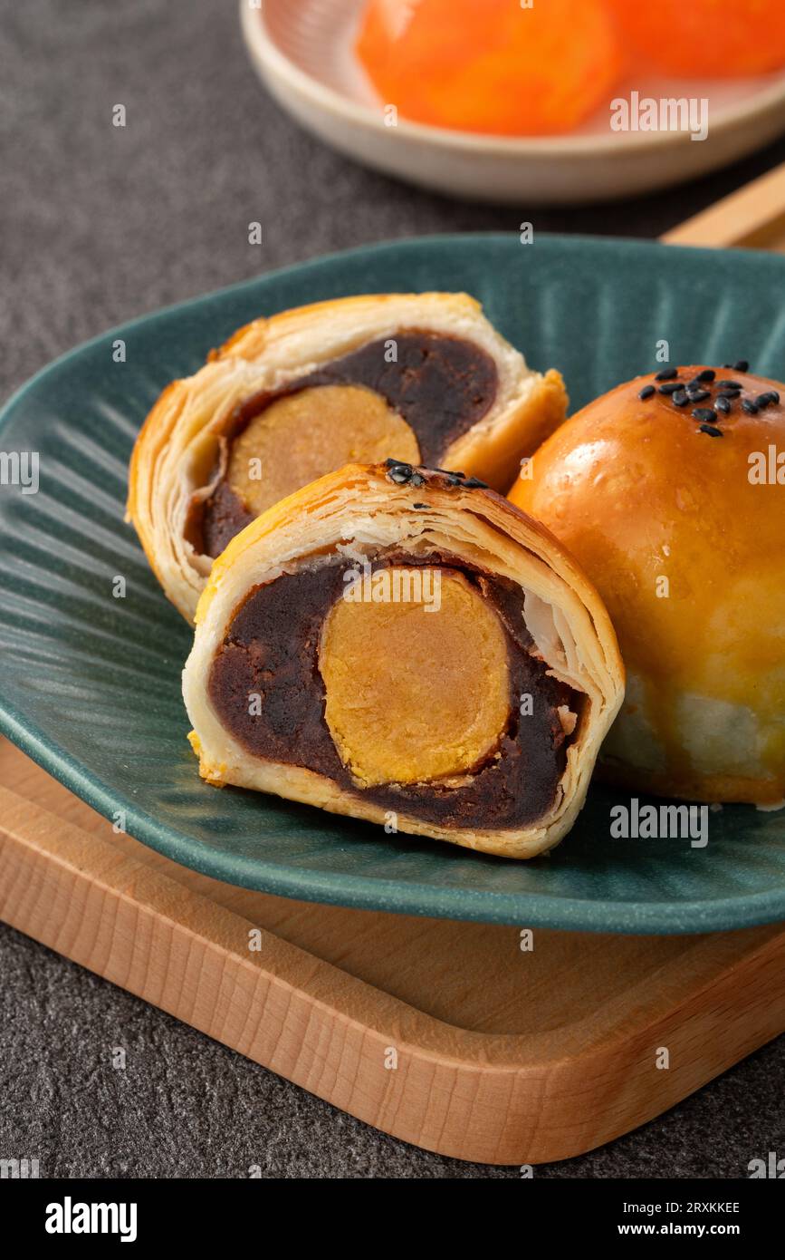 Design concept of Moon cake yolk pastry, mooncake for Mid-Autumn ...