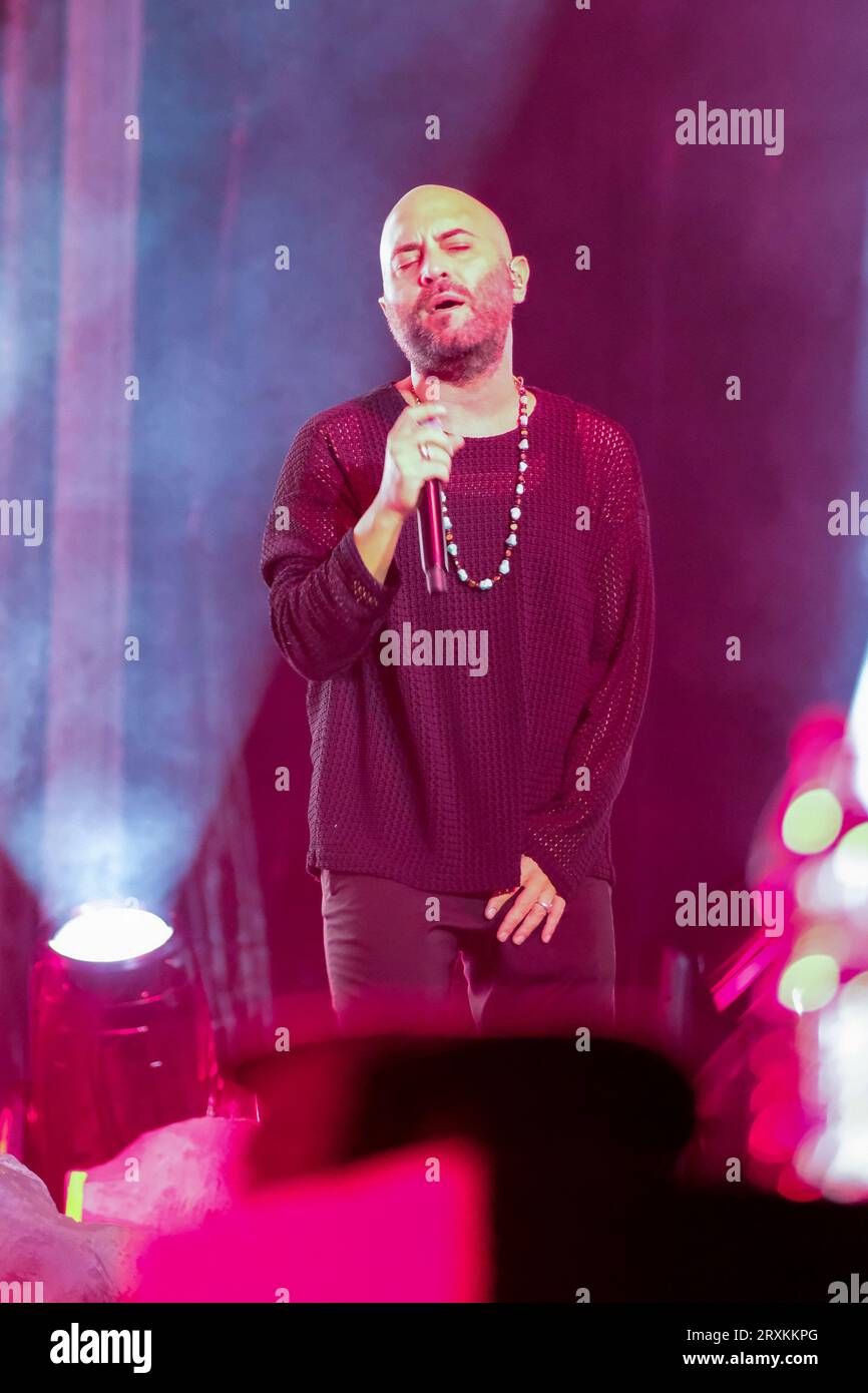 Giuliano Sangiorgi of Negramaro during their live performs at Arena di ...