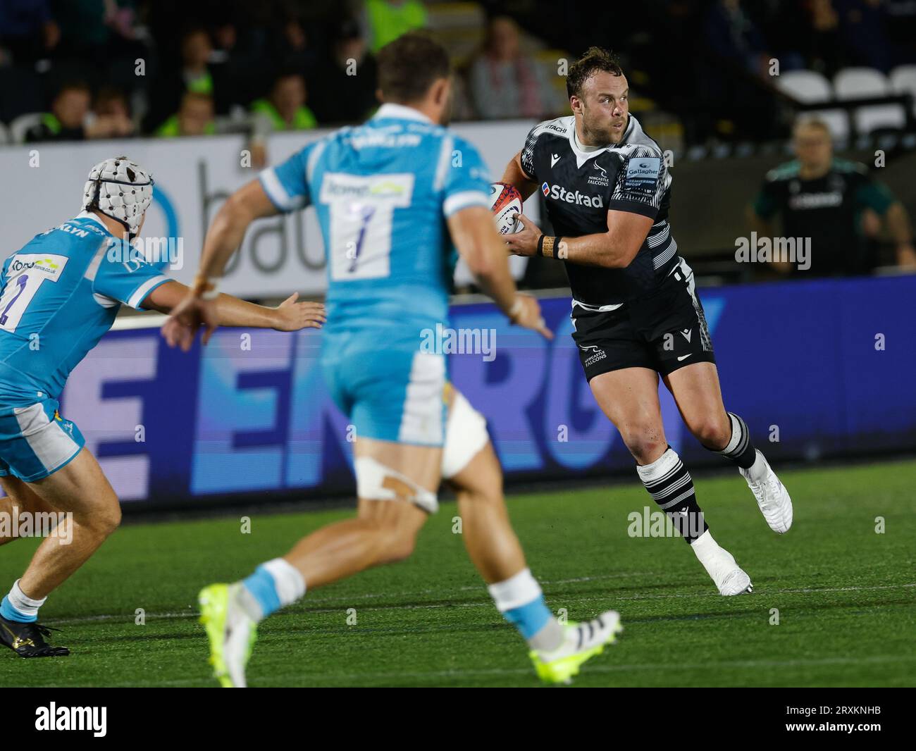 Michael Van Vuuren of Newcastle Falcons looks for support during the ...