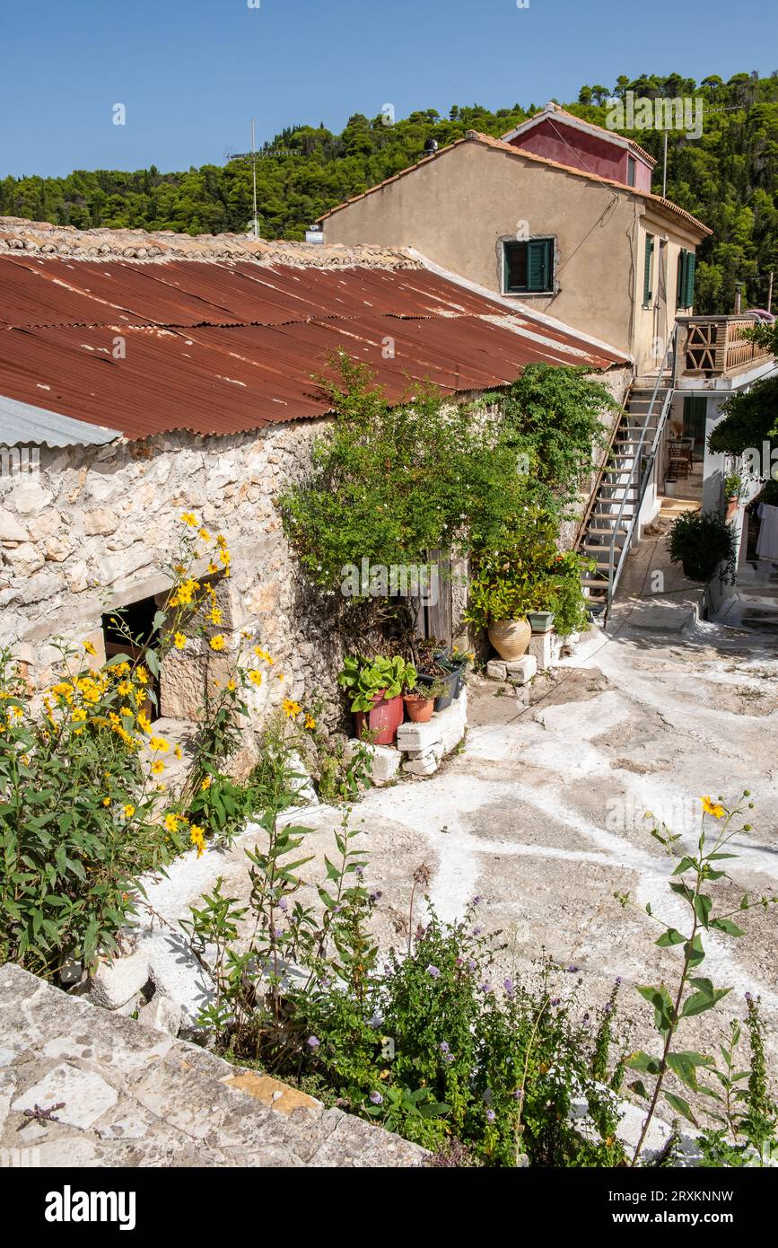 typical greek farmhouse on the greek island of zakynthos with tin roof ...