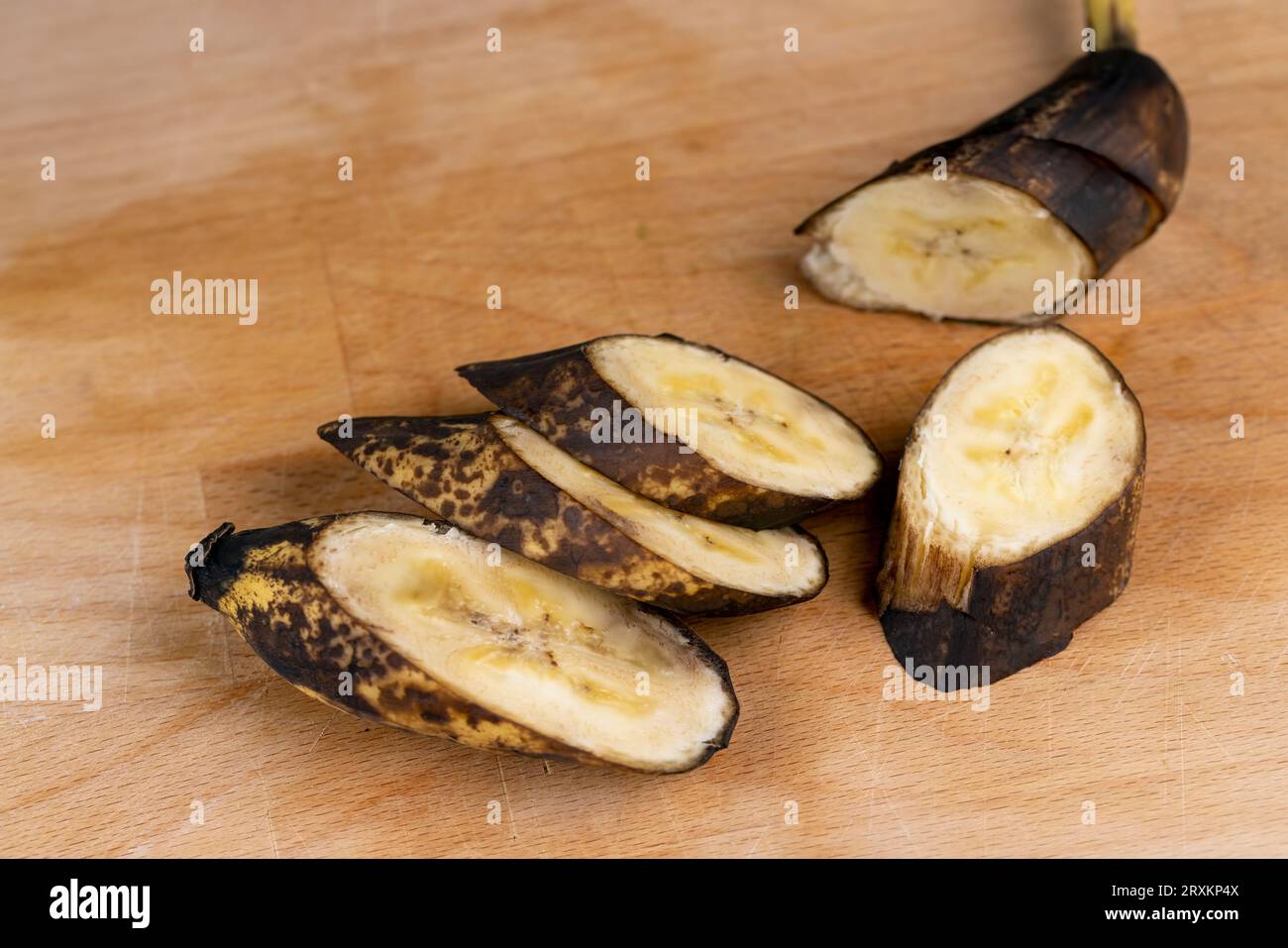 black long-lasting ripe banana, still an edible banana whose peel is ...