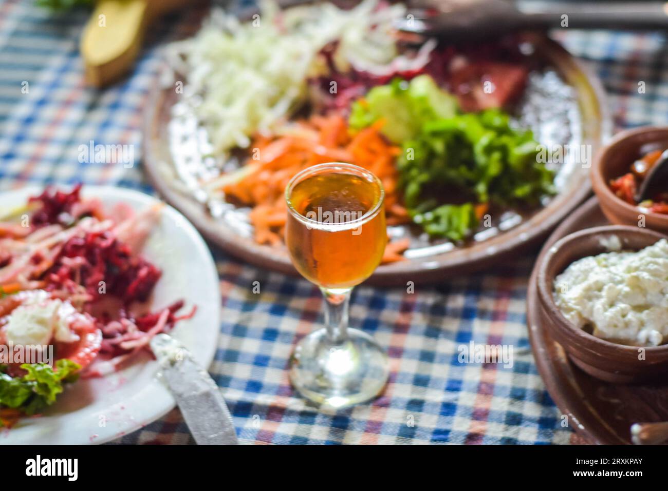 Pepper, White cheese, brandy, sauce, traditional food Osogovo Mountains ...