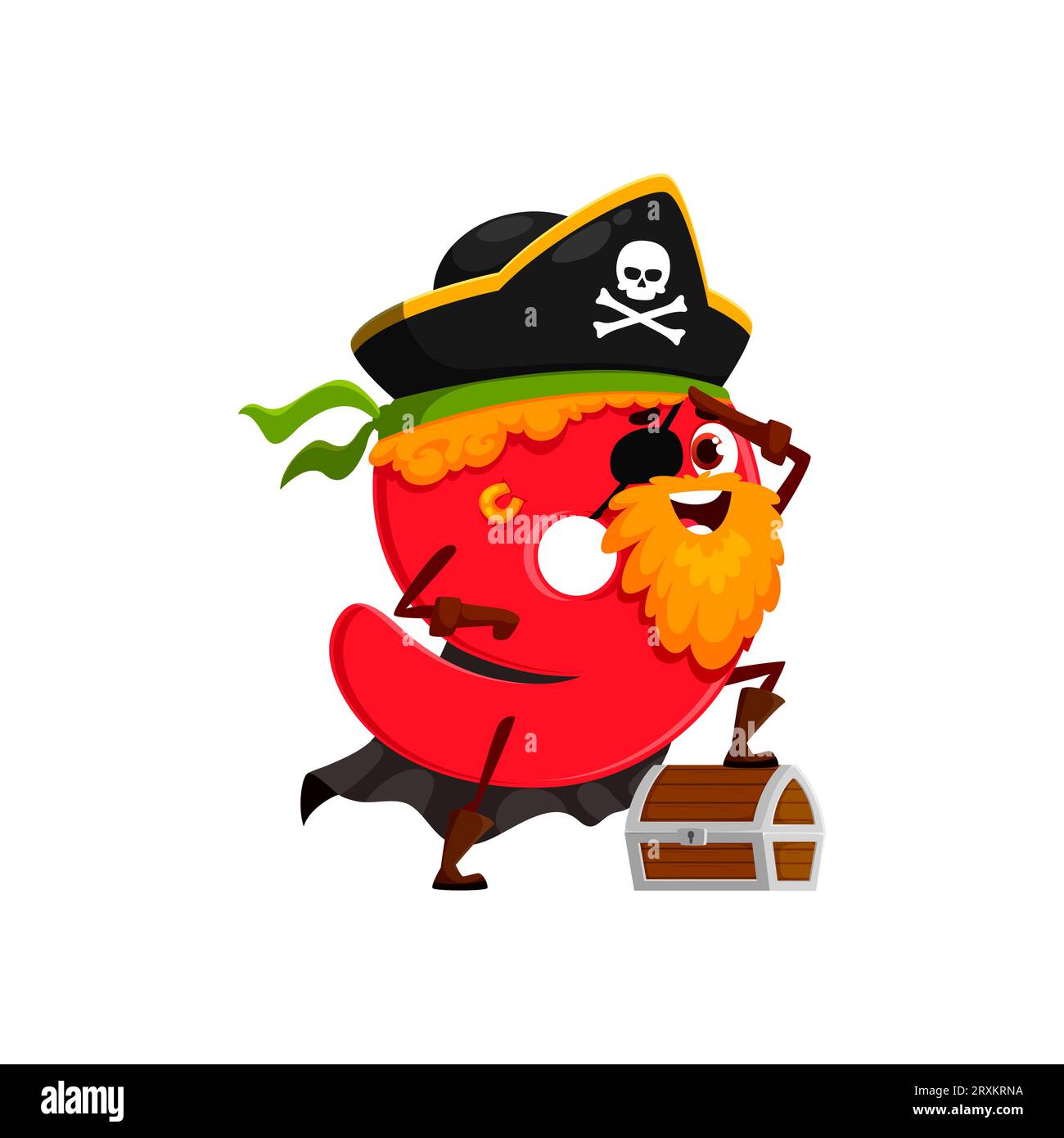 Halloween cartoon number 9 in pirate costume for holiday, vector ...