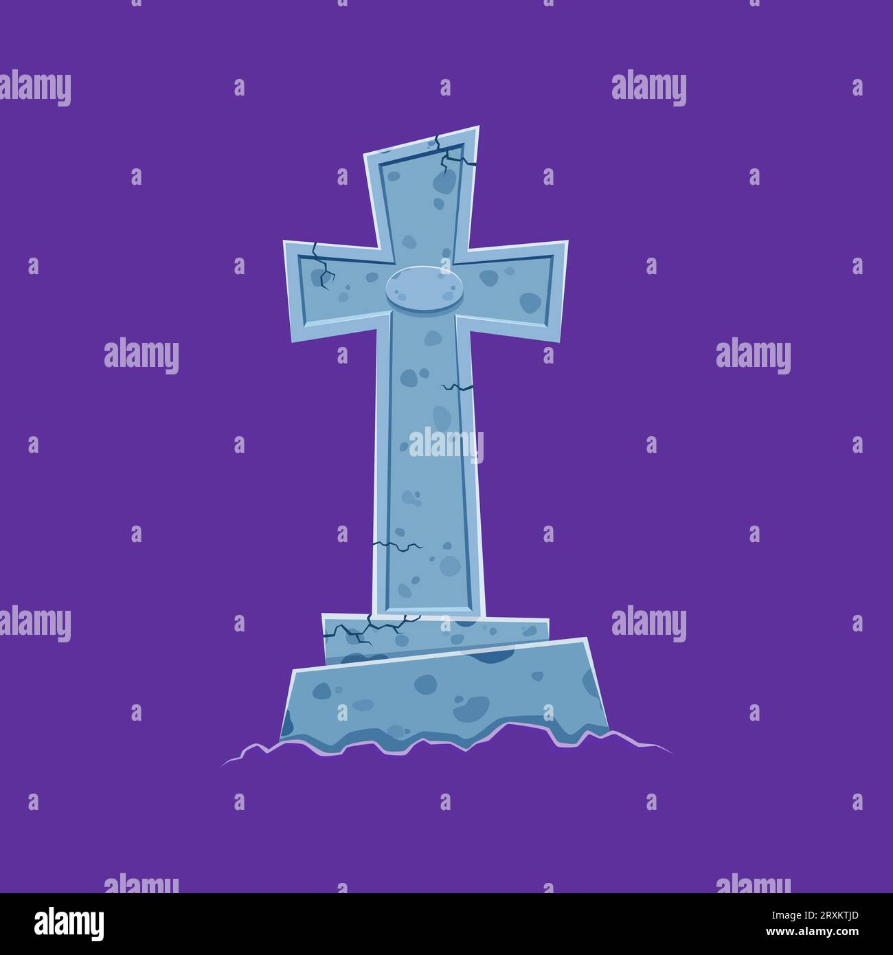 Halloween grave stone cross, horror night holiday cemetery tombstone ...