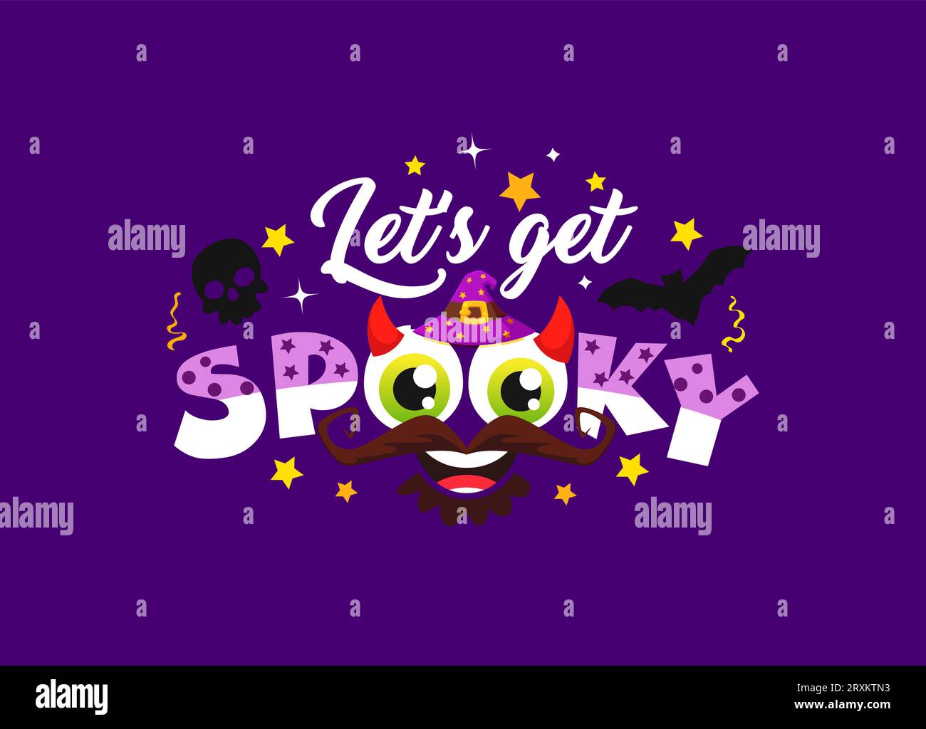 Halloween quote, let us get spooky. Vector background with funny ...