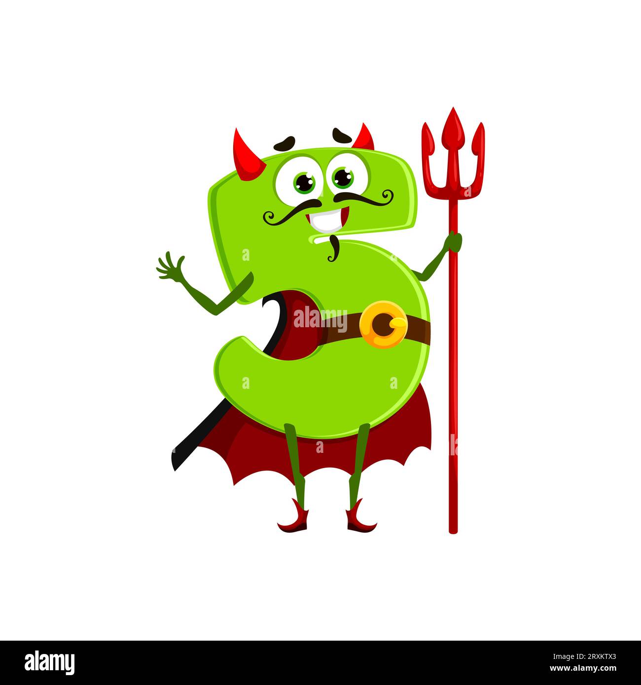 Halloween cartoon number 5 character in devil costume for holiday ...