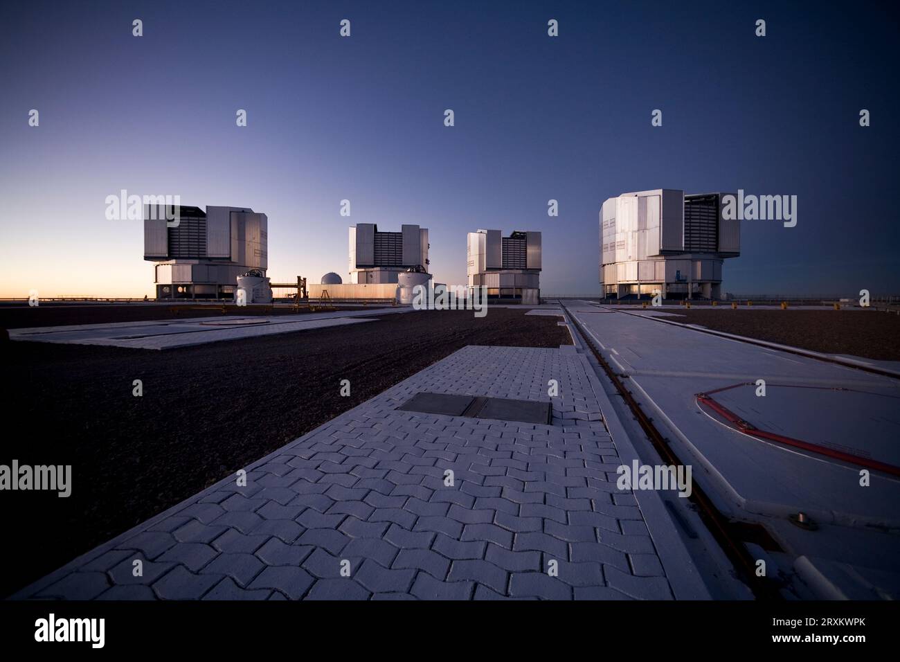 The Very Large Telescope platform during sunset at Paranal Observatory ...