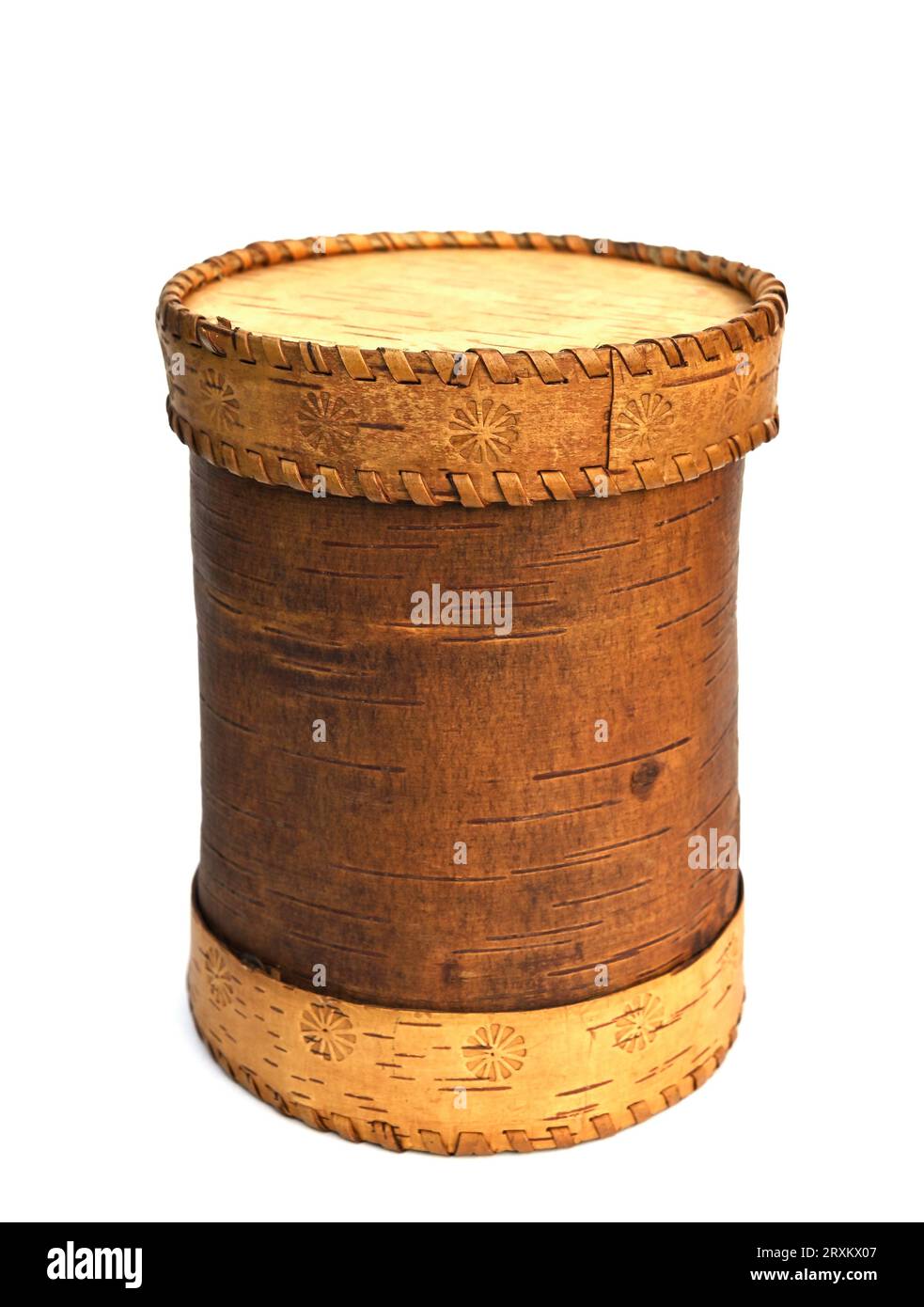 traditional Russian birch bark box on a white background Stock Photo ...