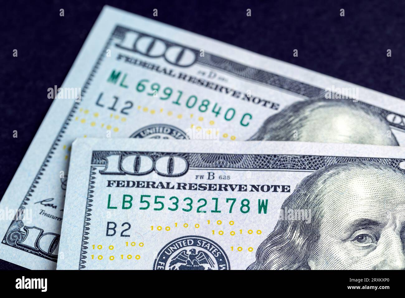 details of a genuine American banknote with a face value of 100, part ...