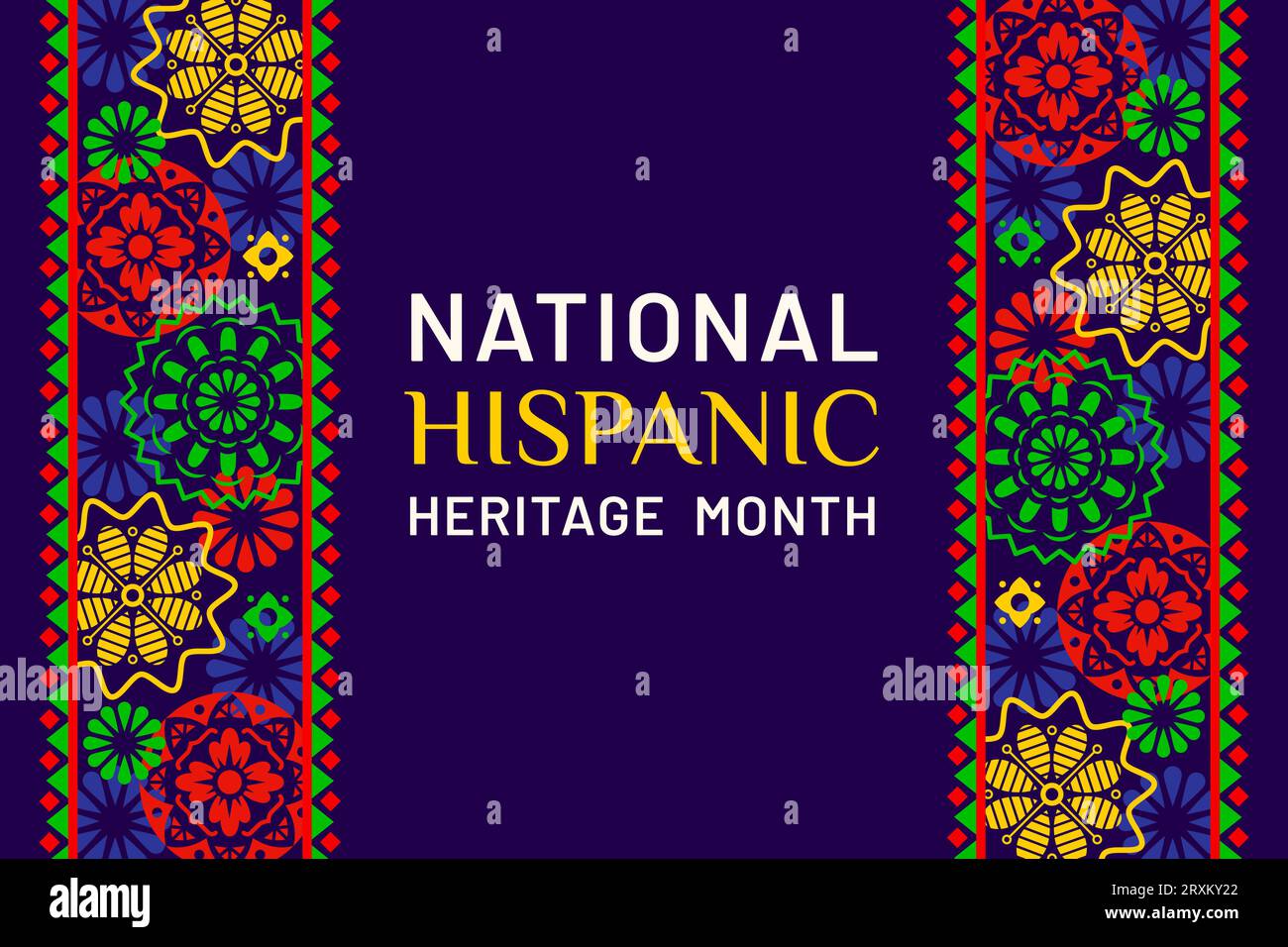 National hispanic heritage month poster with ethnic ornament. Vector ...