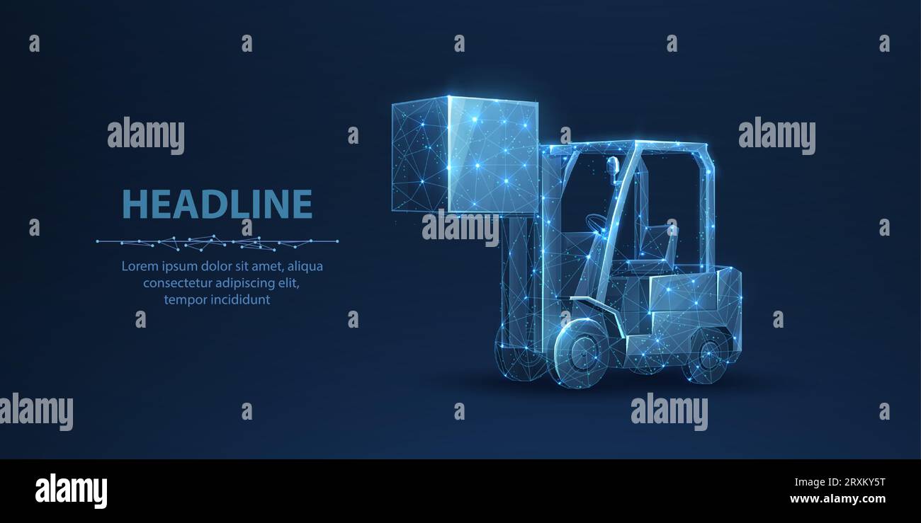 Forklift. Automated logistic service, digital warehouse, forklift ...