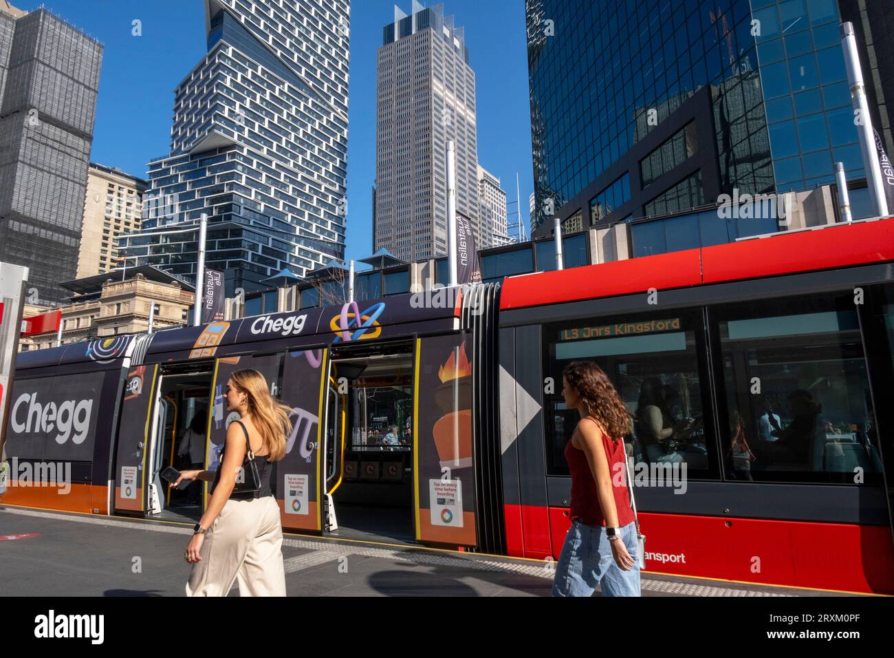 Light rail tram at the Circular Quay station, Sydney New South Wales ...