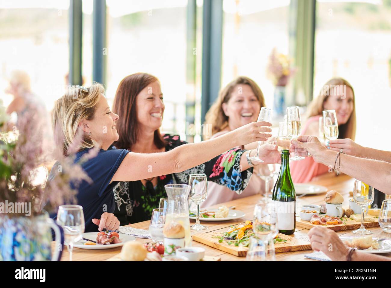 Female friends making toast at restaurant hi-res stock photography and ...