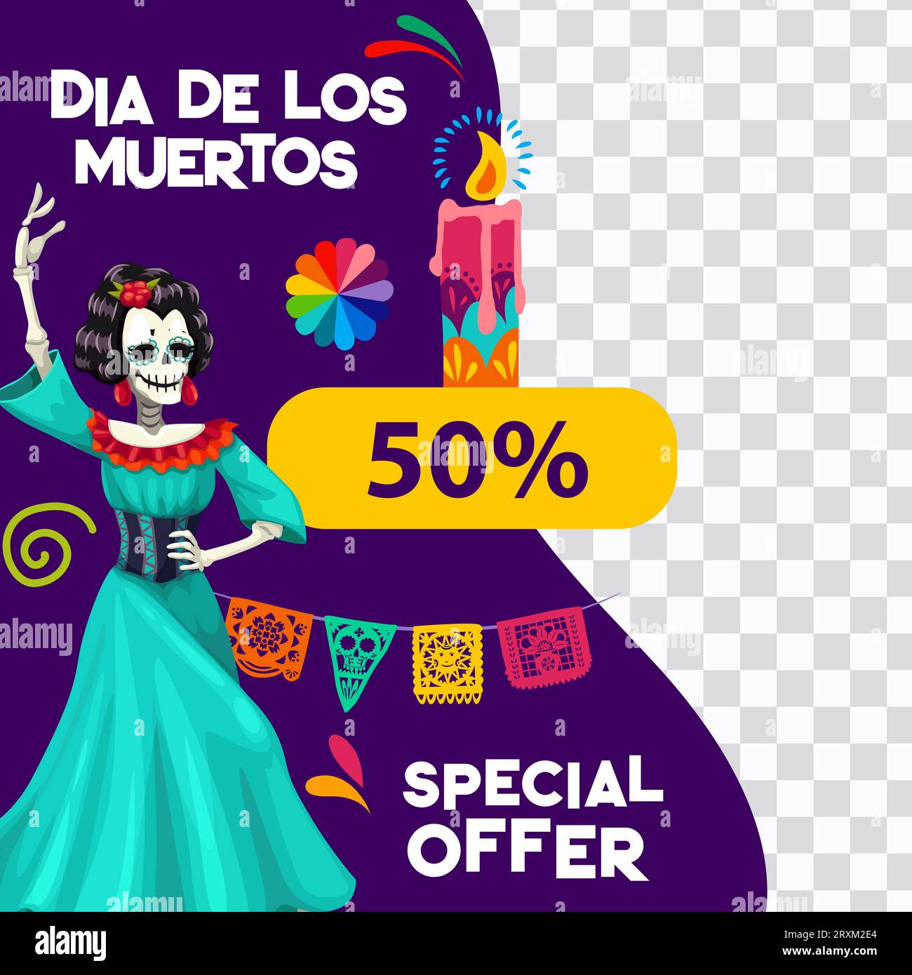 Day of the Dead Dia De Los Muertos mexican holiday special offer banner ...