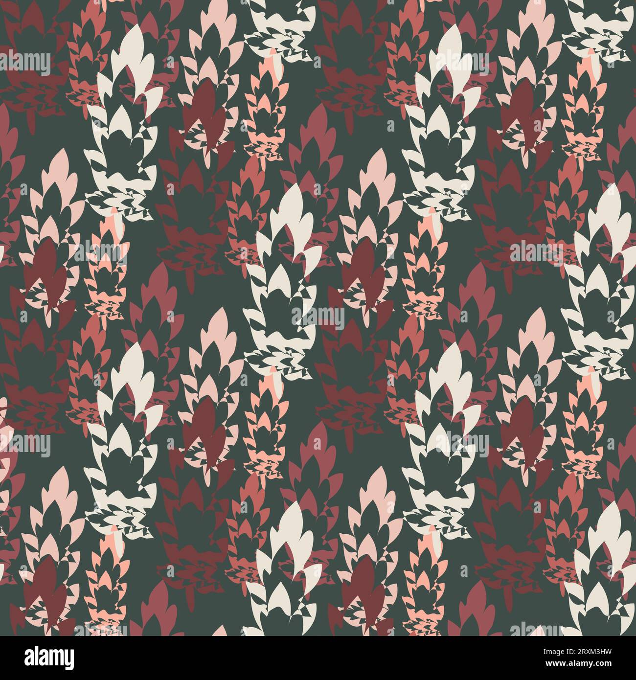 Mid-century modern style leaf seamless vector pattern background ...