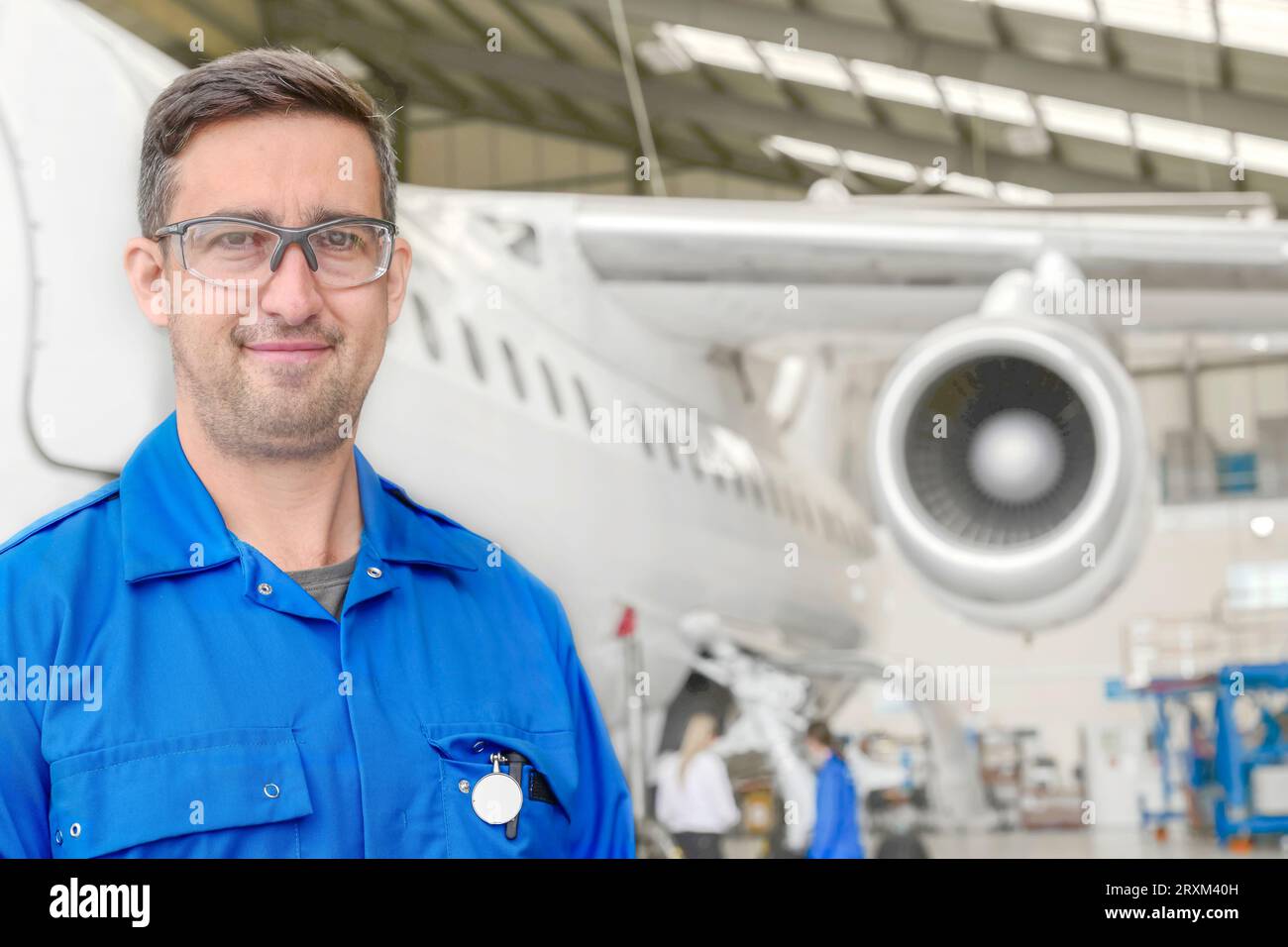 Portrait male in front airplane hi-res stock photography and images - Alamy