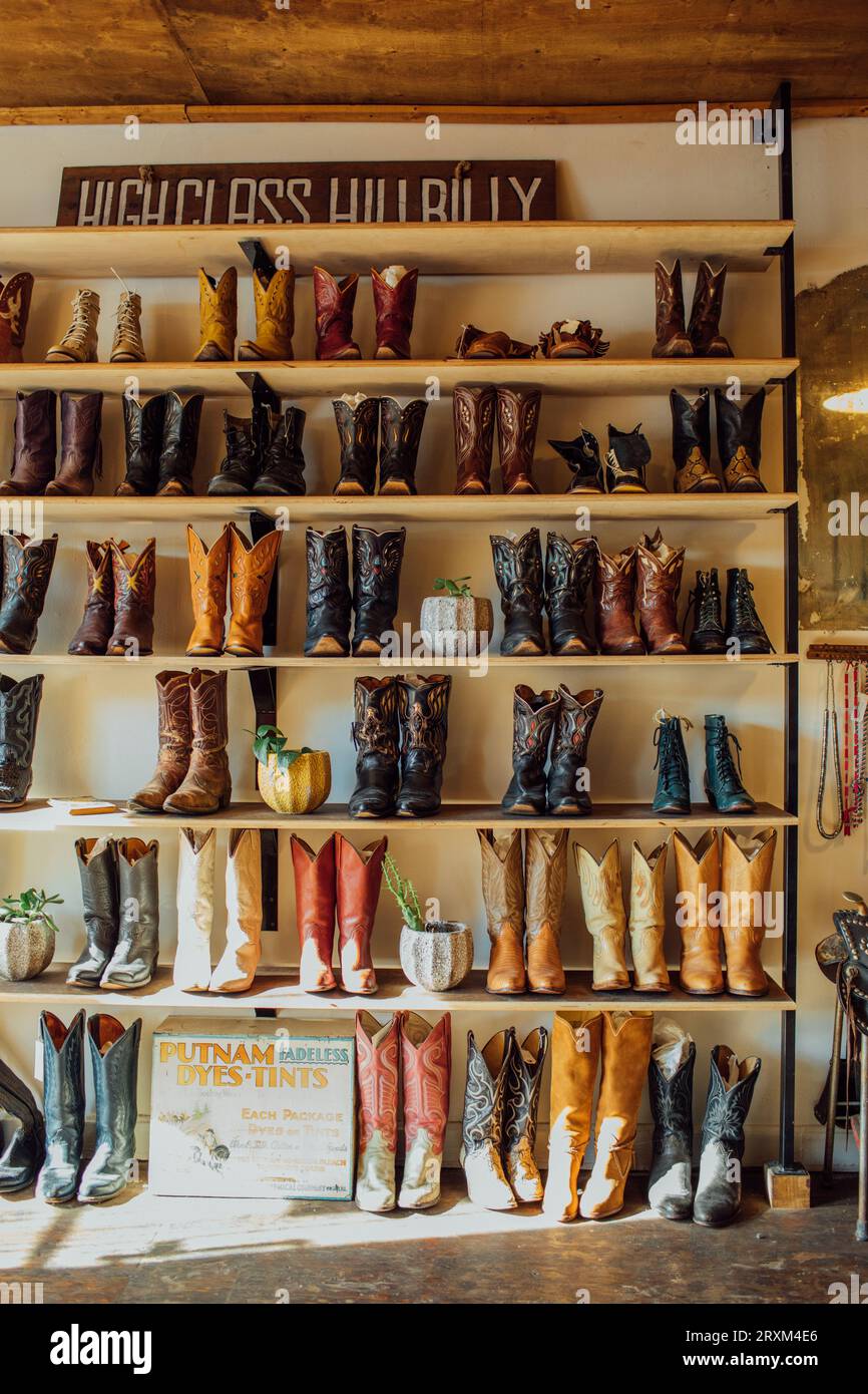 Cowboy boot display Stock Photo - Alamy