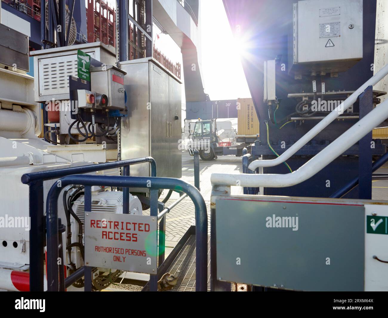 Emergency controls for dock crane Stock Photo - Alamy