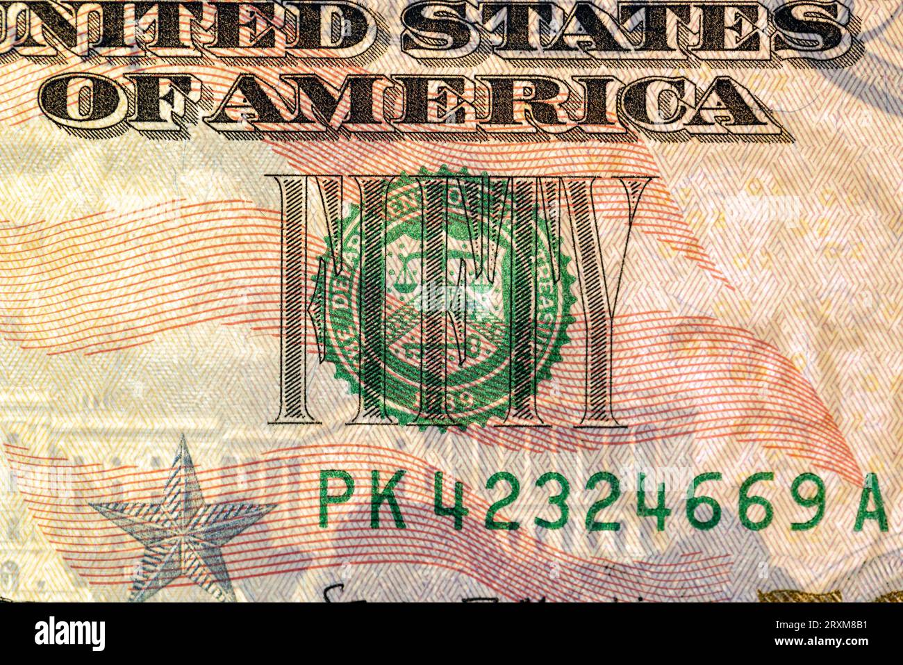 Details of American money close-up, details of an American fifty dollar ...