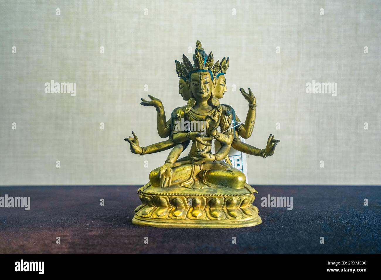 Sitting Buddha statue in the exhibition hall, North China Stock Photo ...