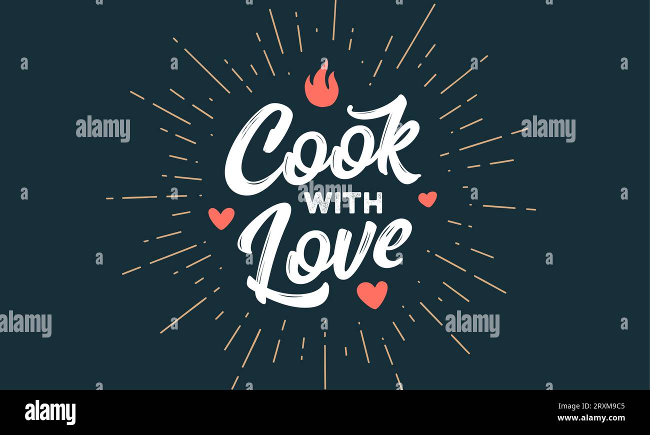 Lettering Cook with Love. Kitchen wall decor, poster, sign, quote ...