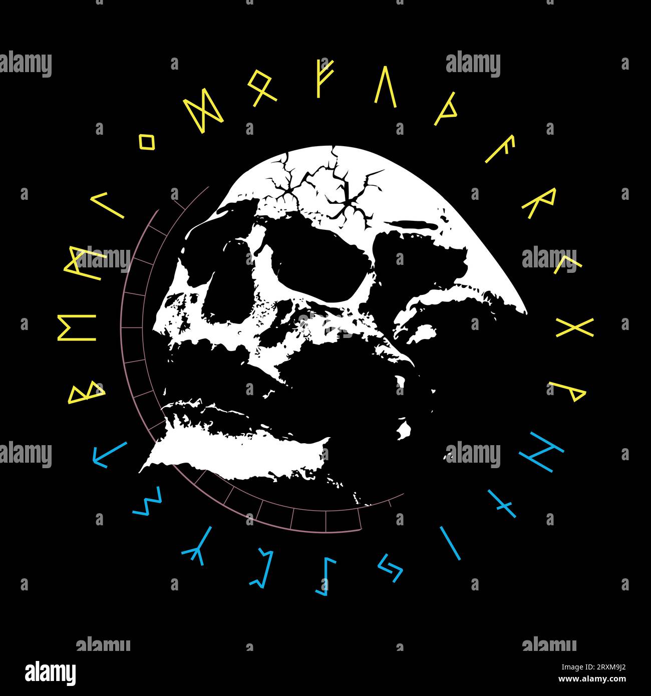 Design for a skull t-shirt surrounded by the runic alphabet. Viking ...