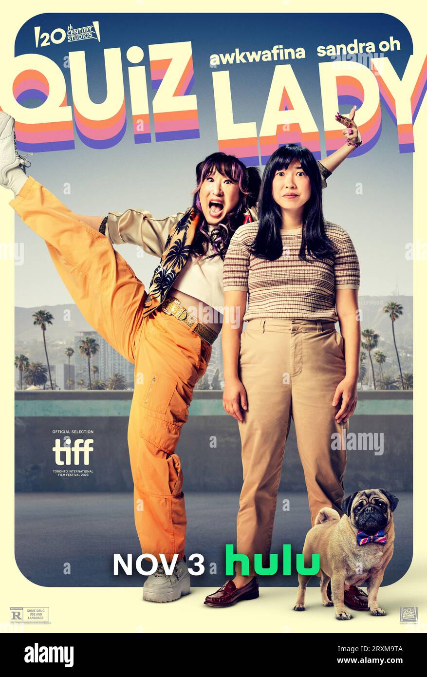 Quiz Lady film poster Sandra Oh & Awkwafina Stock Photo - Alamy