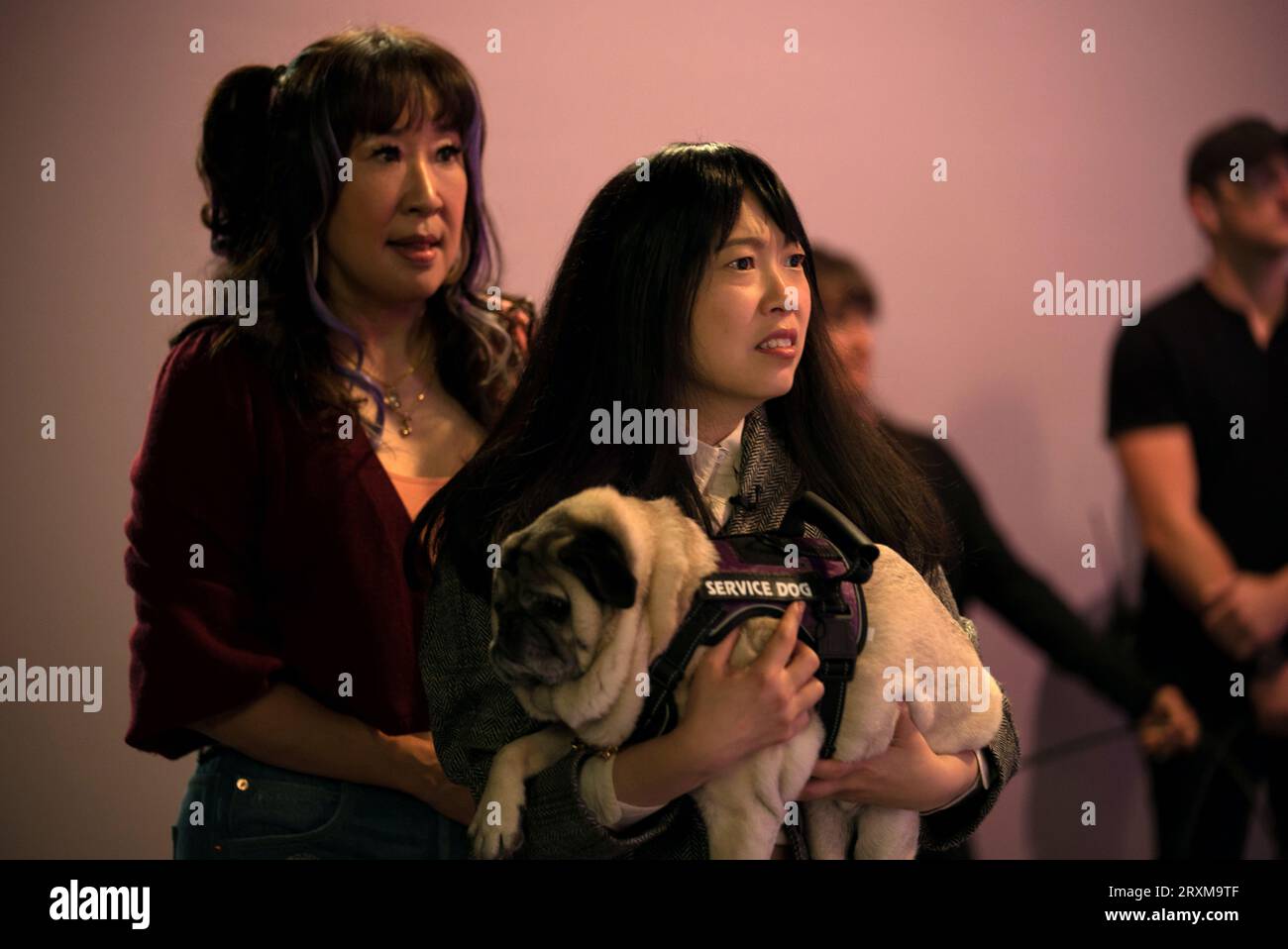 Quiz Lady Sandra Oh & Awkwafina & Pug dog Stock Photo - Alamy