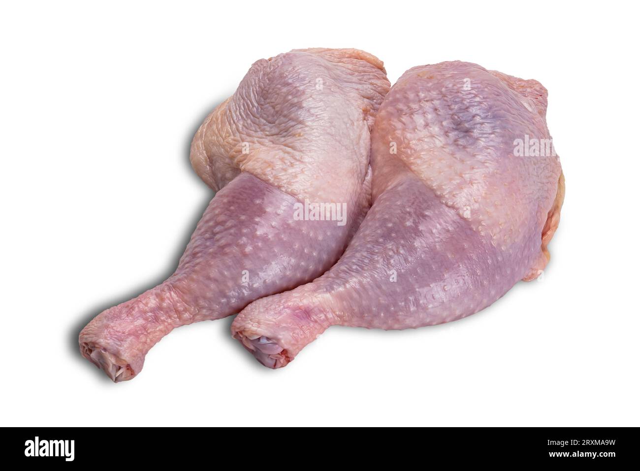 Two pieces of chicken legs isolated on white background with clipping ...